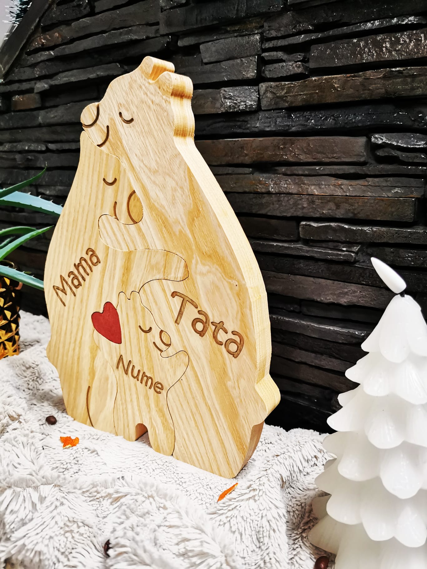 Sculptura din lemn - Familia personalizata – Grigorescu Art Design
